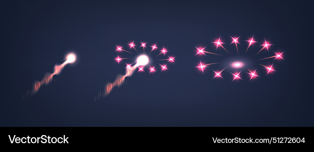 Sequence Of Light Fireworks Effects Royalty Free Vector