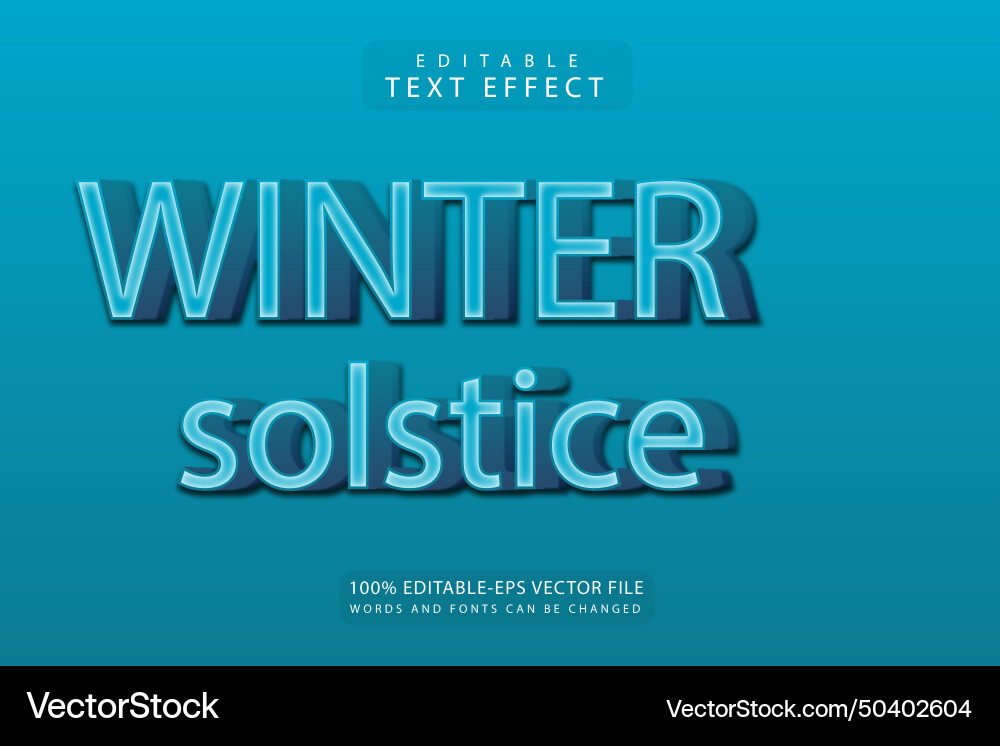 Winter solstice editable text effect 3 dimension Vector Image