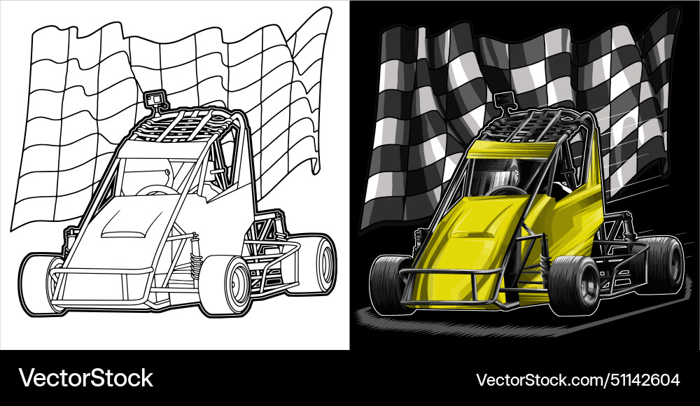 Yellow drag racing car with black strip Royalty Free Vector