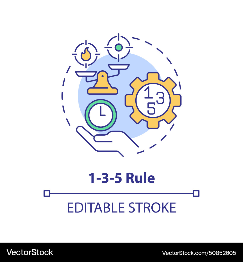 1-3-5 rule multi color concept icon Royalty Free Vector