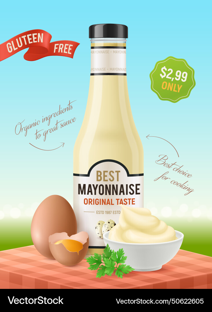 Best mayonnaise vertical advertisement Royalty Free Vector