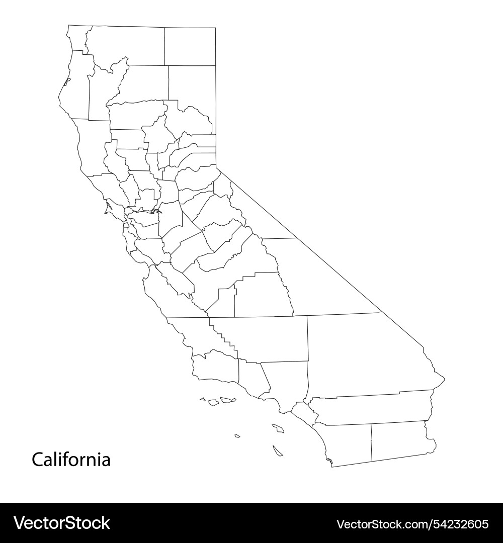 California outline high-quality map Royalty Free Vector