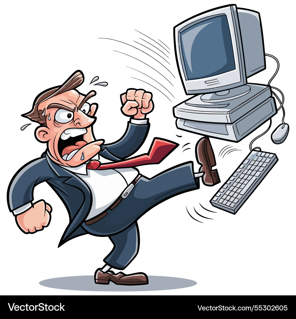 Cheerful cartoon computer Royalty Free Vector Image