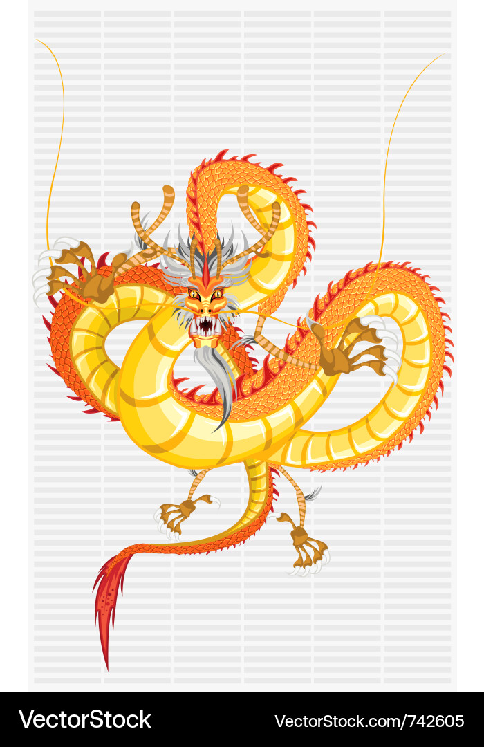 Chinese gold dragon Royalty Free Vector Image - VectorStock