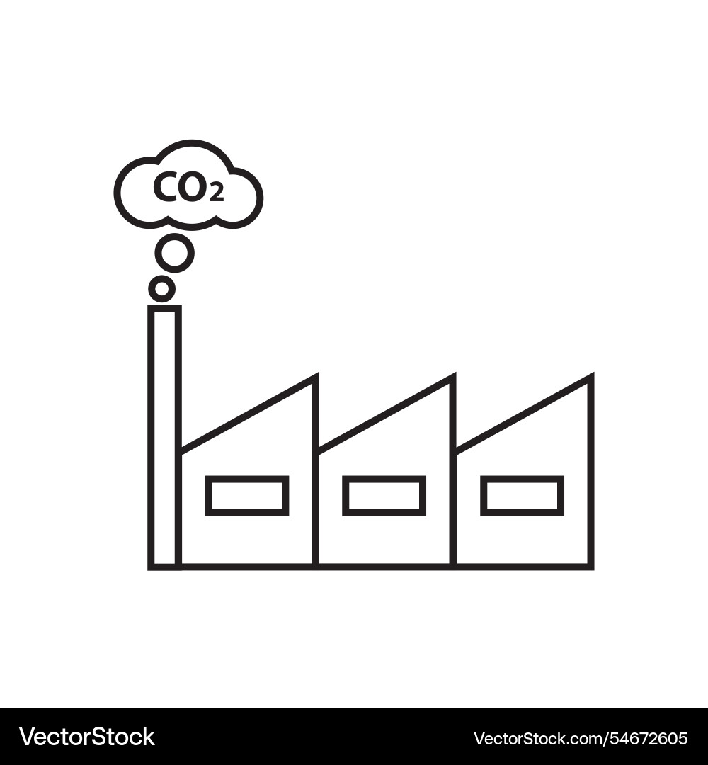 Co2 cloud factory black icon Royalty Free Vector Image