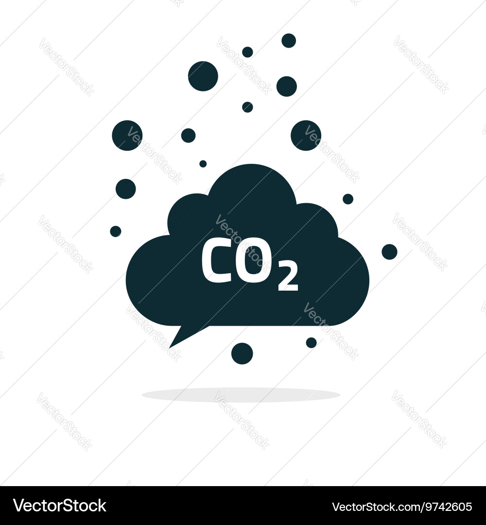 Co2 emissions cloud icon carbon dioxide Royalty Free Vector