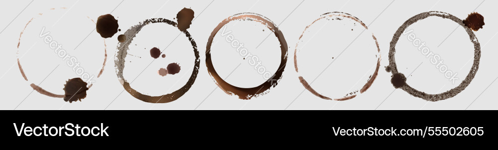 Coffee stain circle marks set Royalty Free Vector Image