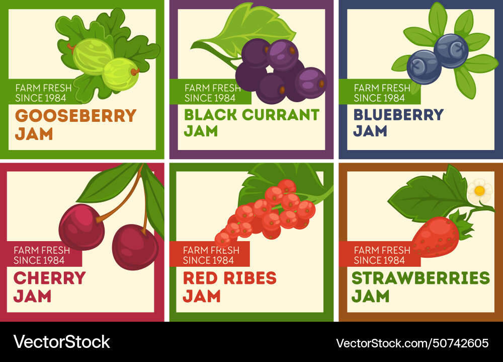 Farm fresh jam products logo or package label Vector Image