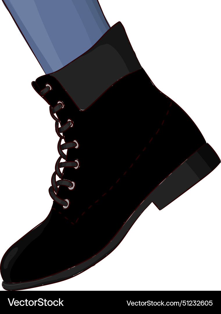 Leg left in boot isolated on white Royalty Free Vector Image