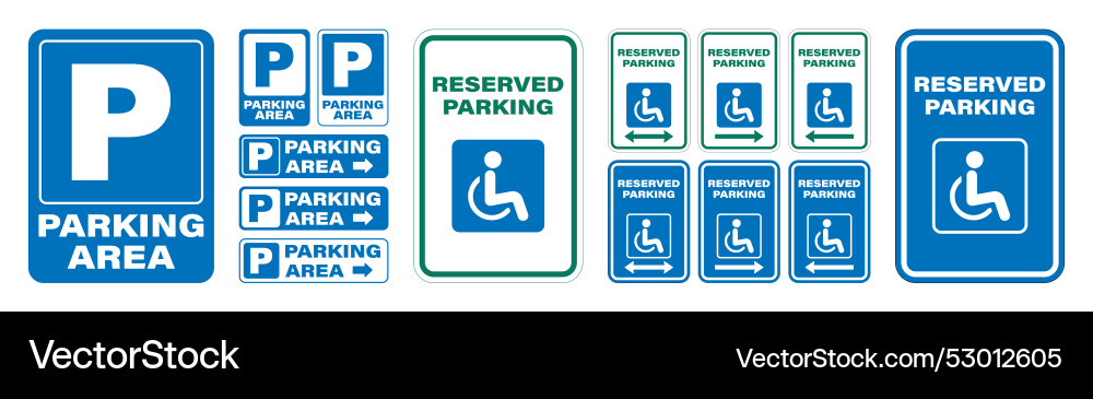 Parkplatz und reserviertes Behindertenzeichen Vektorbild