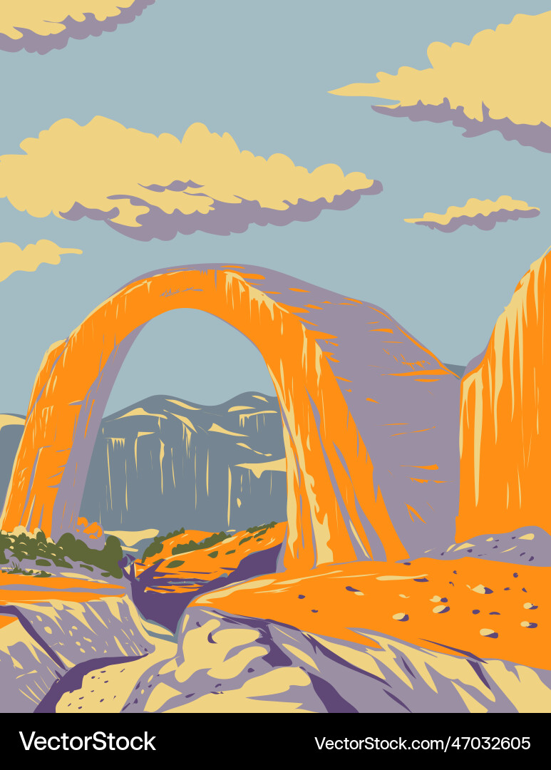 Rainbow bridge national monument in glen canyon Vector Image