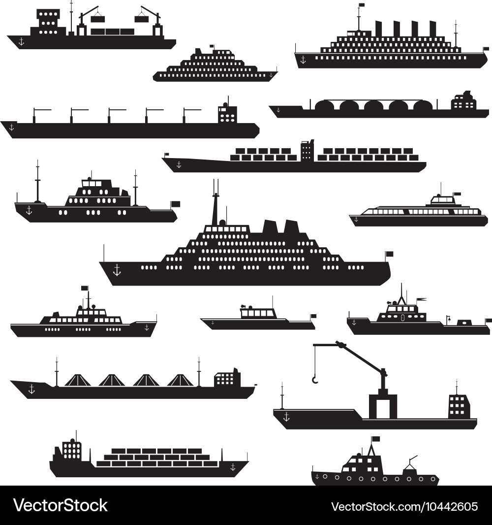 Ship and boat icon set Royalty Free Vector Image