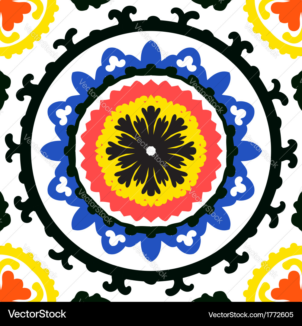 Suzani pattern with bold ornament Royalty Free Vector Image