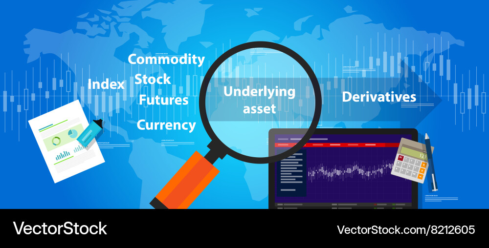 Underlying assets derivative trading stocks index Vector Image