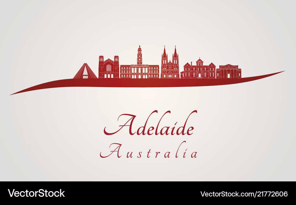 Adelaide v2 skyline in red Royalty Free Vector Image