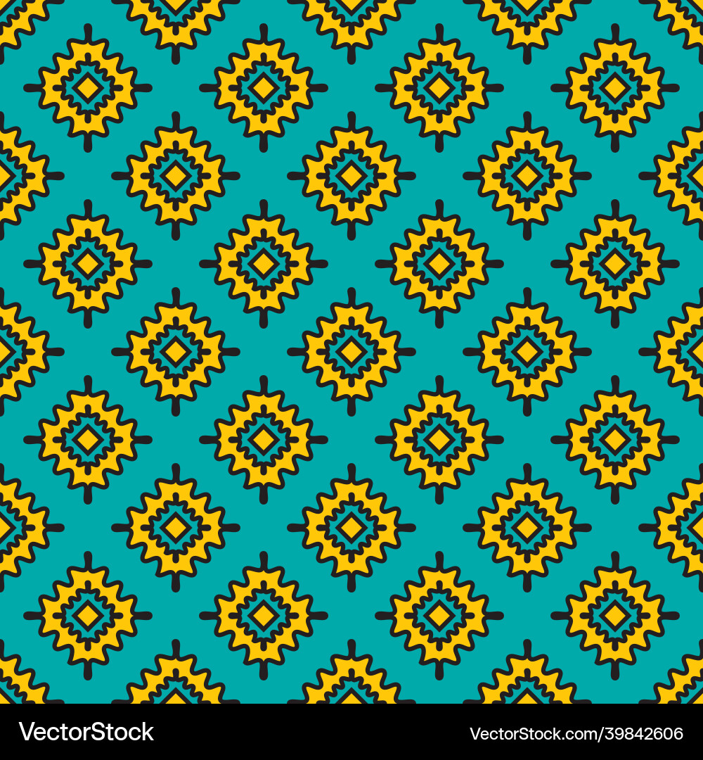 African design pattern in yellow and teal Vector Image
