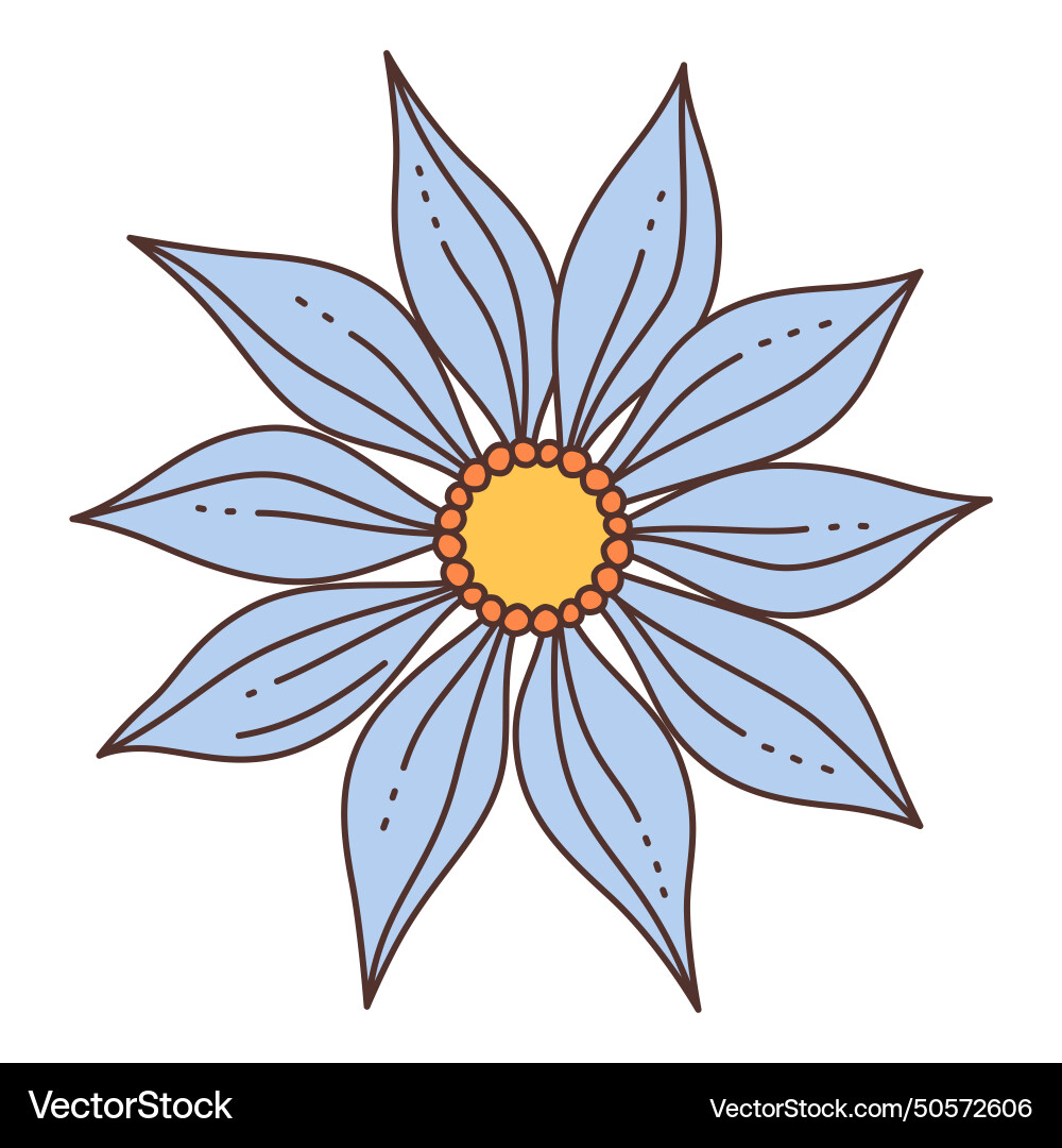 Blue flower floral design element Royalty Free Vector Image