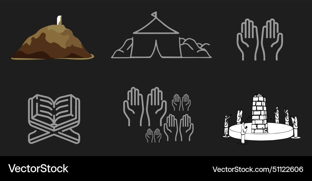 Hajj pilgrimage icon for eid al adha Royalty Free Vector