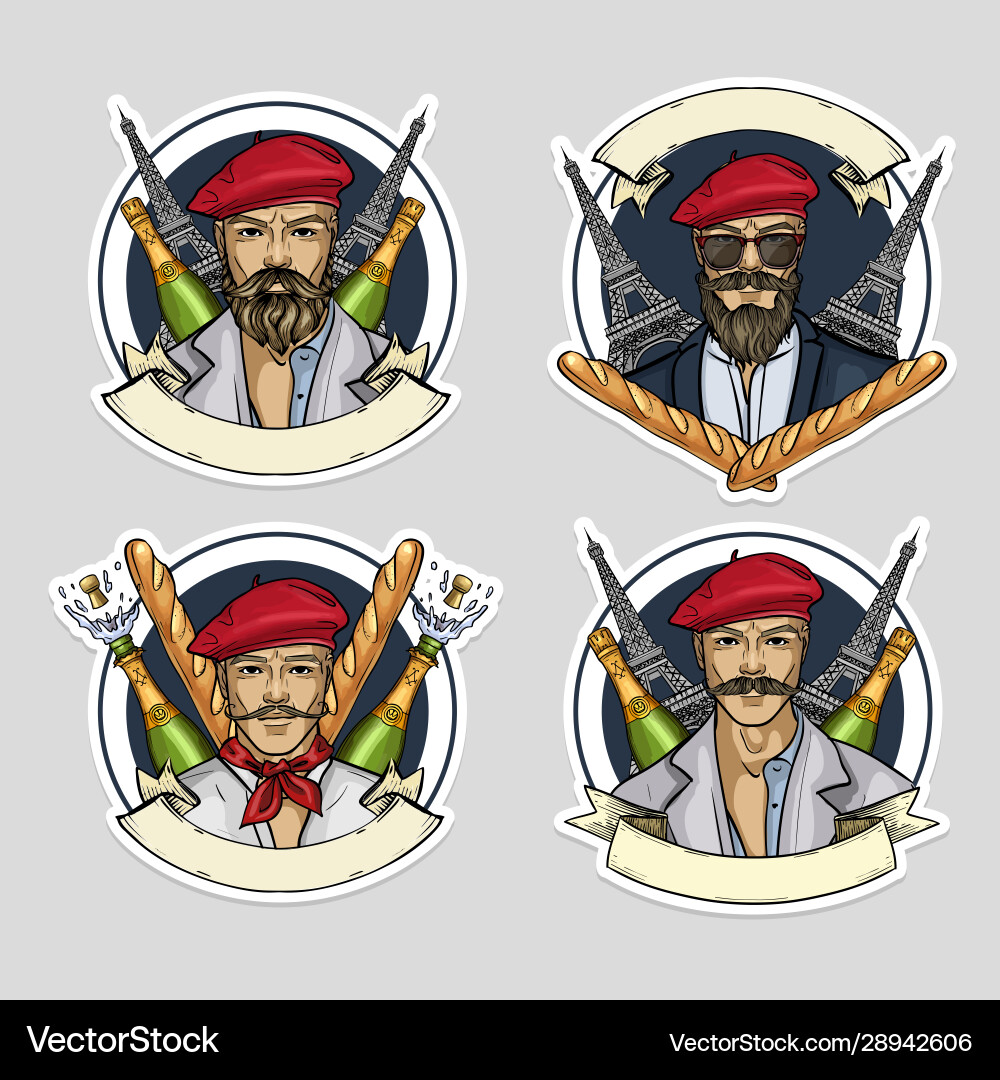 Hand drawn sketch french men Royalty Free Vector Image