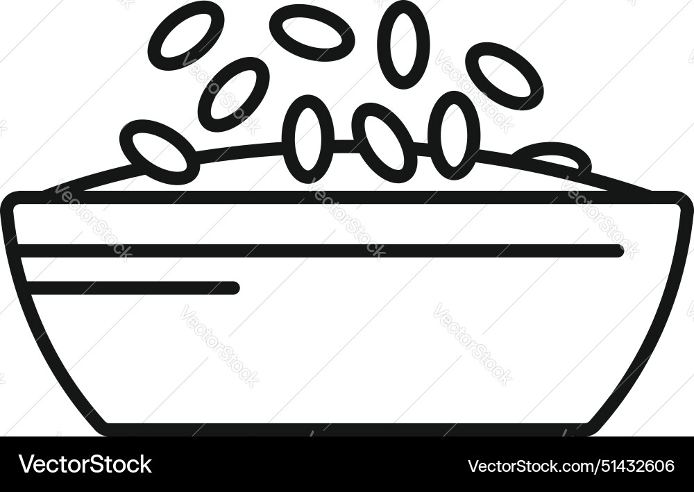 Line art of a bowl rice Royalty Free Vector Image