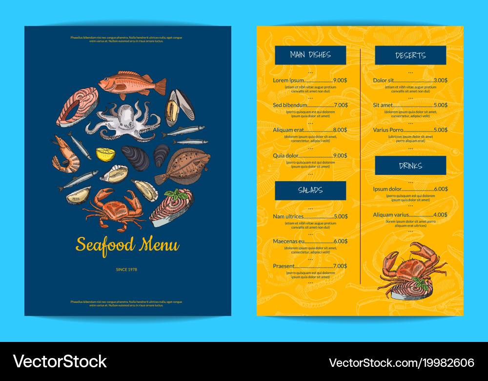 Menu template for restaurant shop or cafe Vector Image