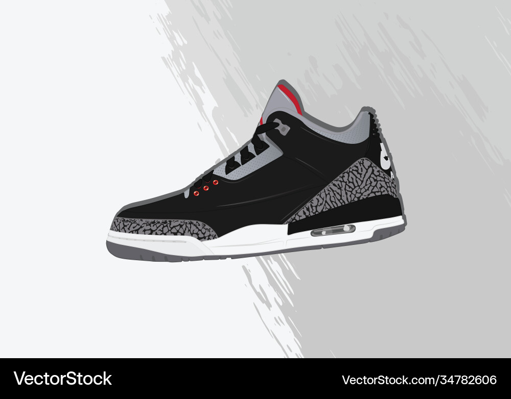 Nike air jordan 3 black og Royalty Free Vector Image