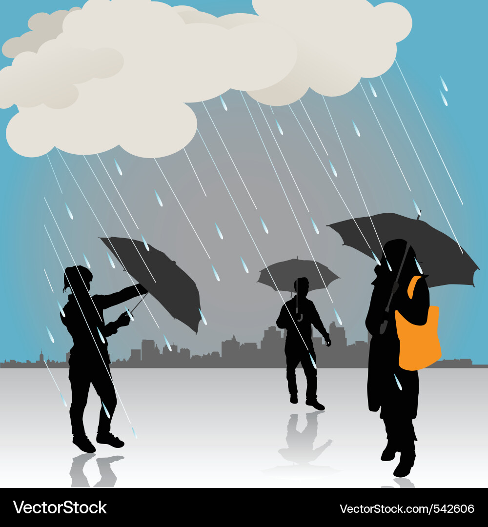 Peoples under the rain Royalty Free Vector Image