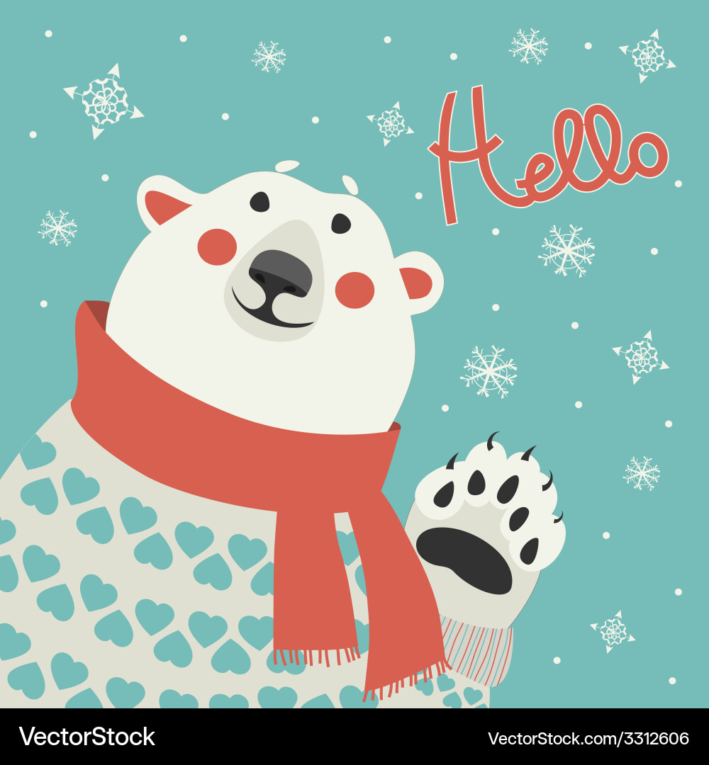 Polar bear says hello Royalty Free Vector Image