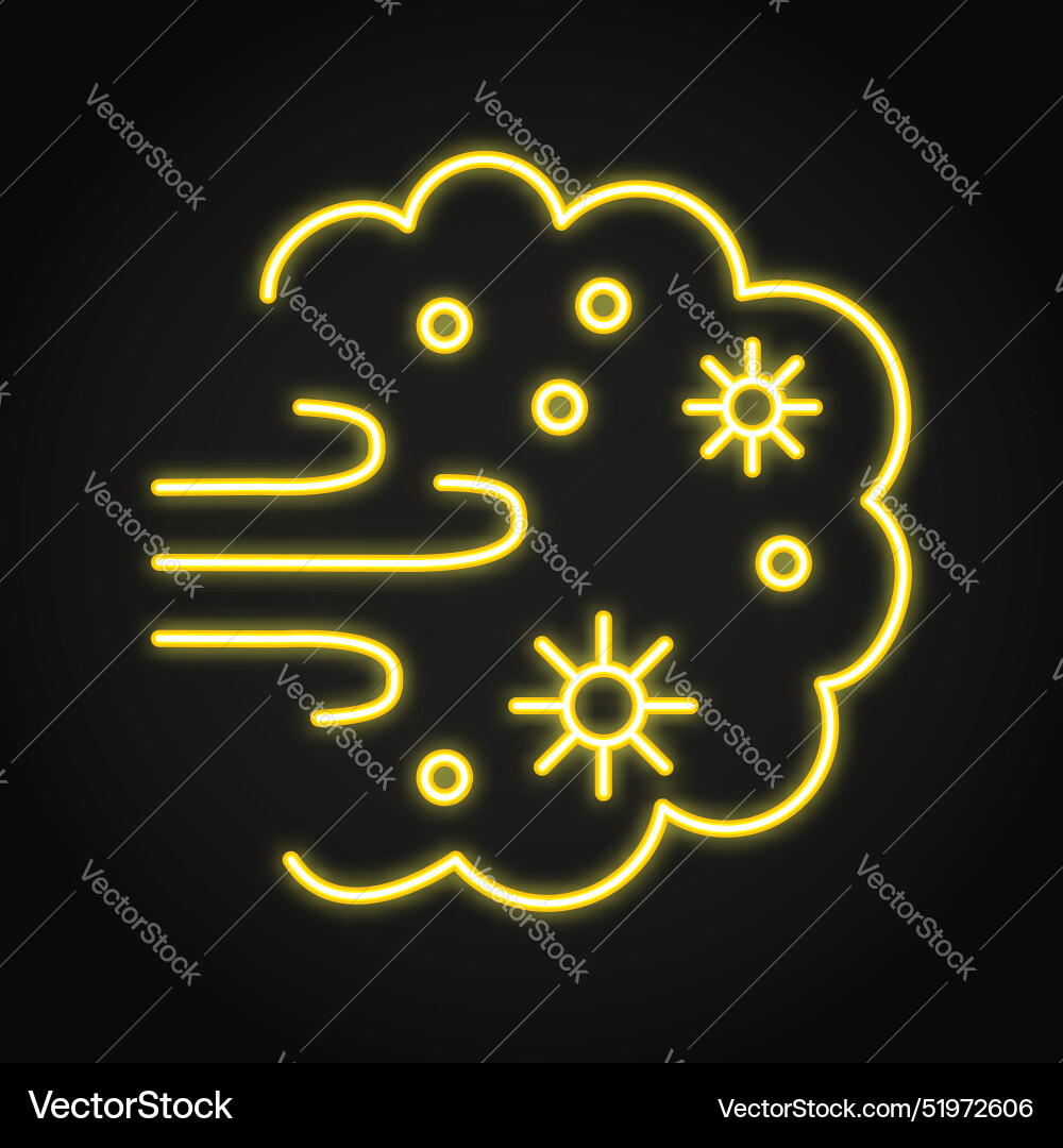 Pollen cloud neon line icon Royalty Free Vector Image