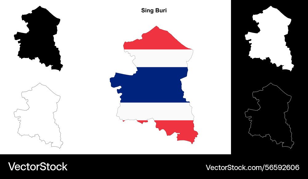 Sing buri outline map Royalty Free Vector Image