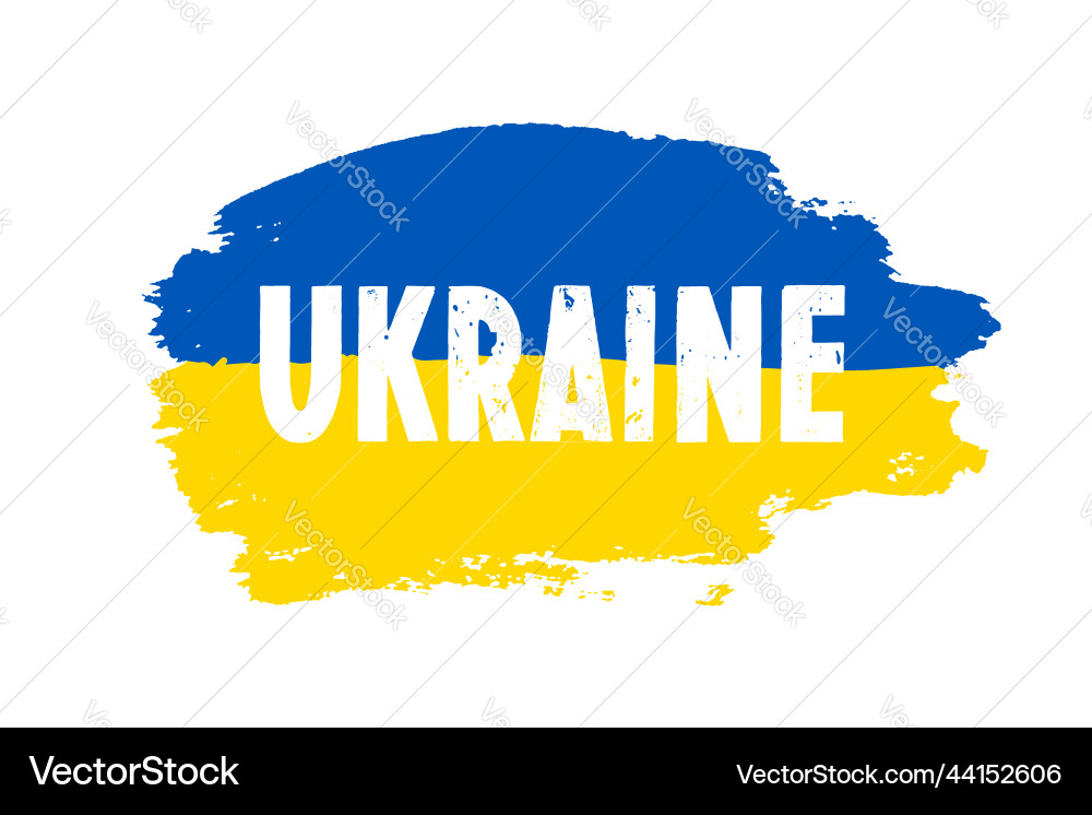 Ukraine text outline in flag isolated white Vector Image