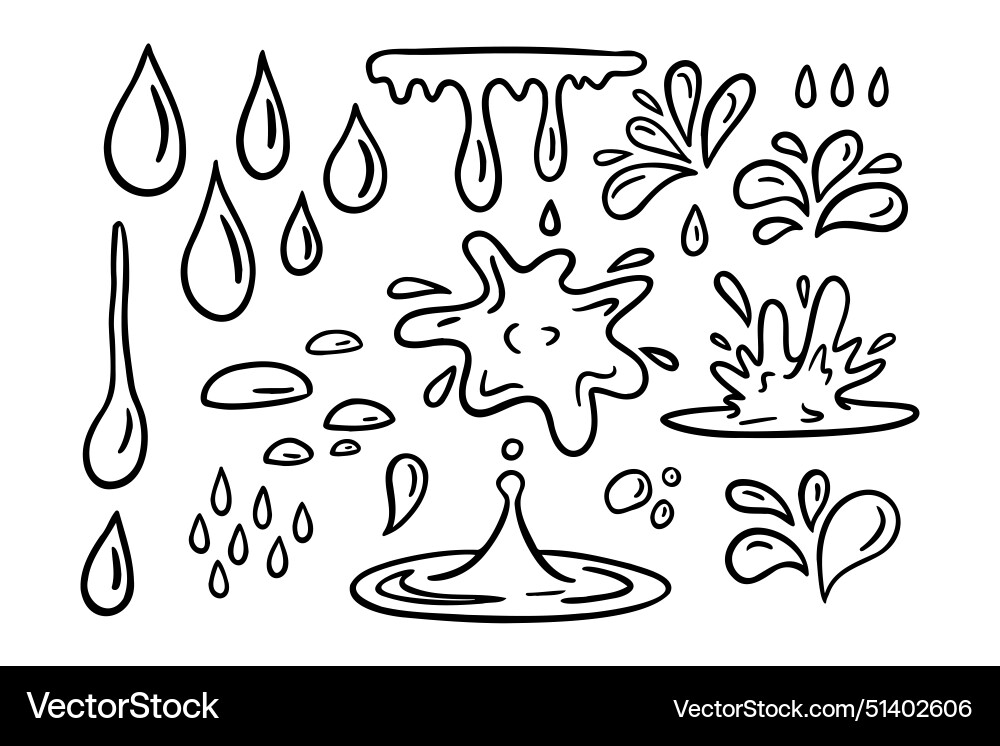 Water drops doodle icon sign decorative set Vector Image