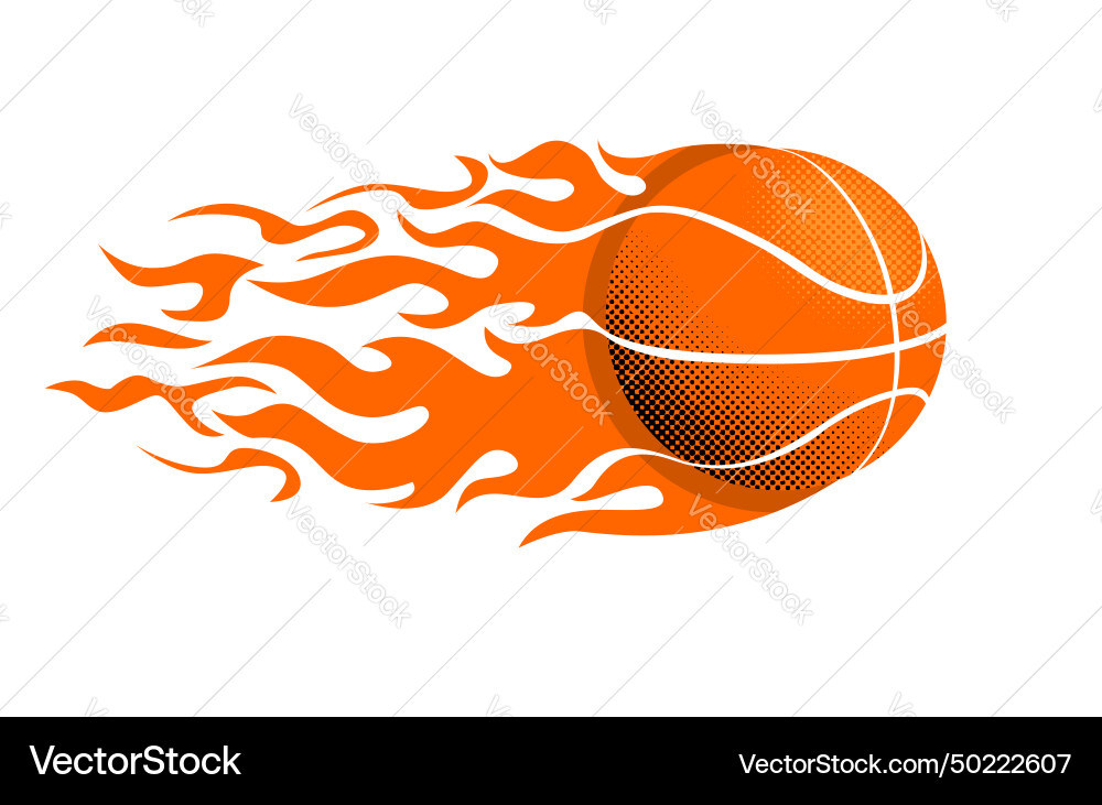 Basketball ball in flame logo Royalty Free Vector Image