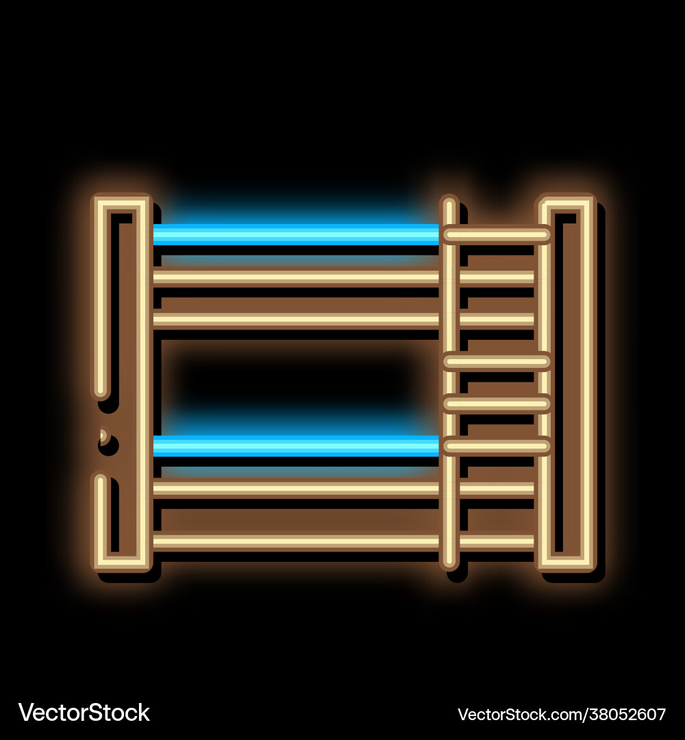 Bunk bed neon glow icon Royalty Free Vector Image