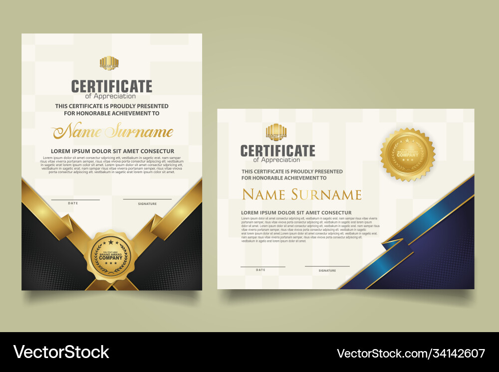 Certificate with Ribbon Stripes Royalty Free Vector Image