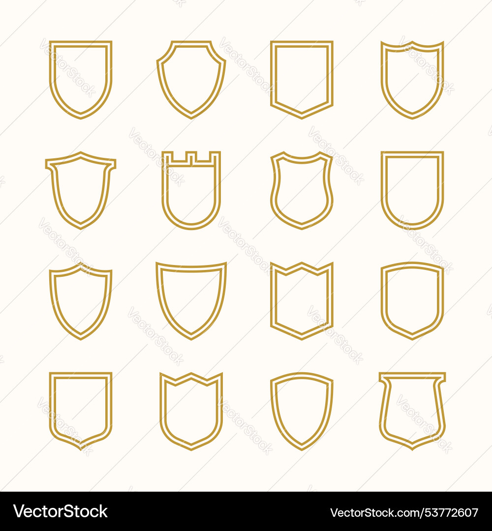 Collection of shield icon template double Vector Image