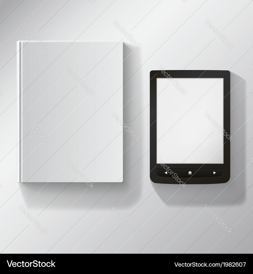 E-book and old book on a white background Vector Image