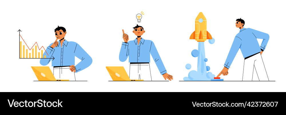 Startup Successful Launch Business Project Boost Vector Image