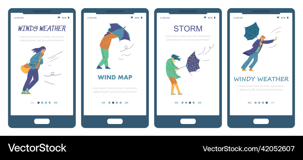 Weather forecast onboarding screens people Vector Image