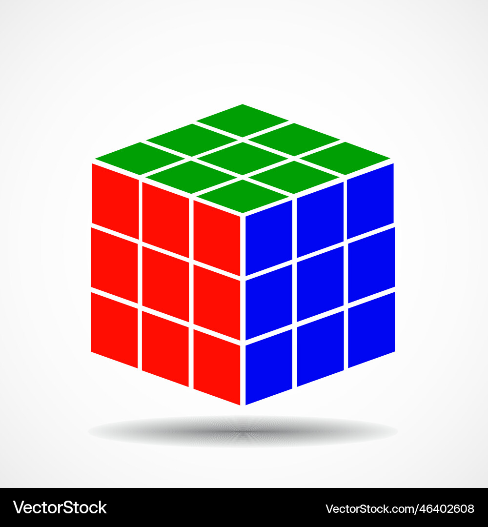 Colorful rubik cube icon isolated on transparent Vector Image