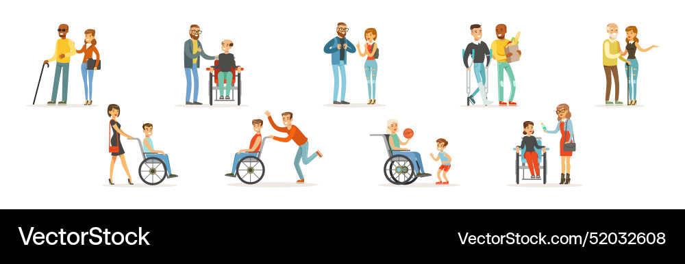 Disabled people character with different Vector Image