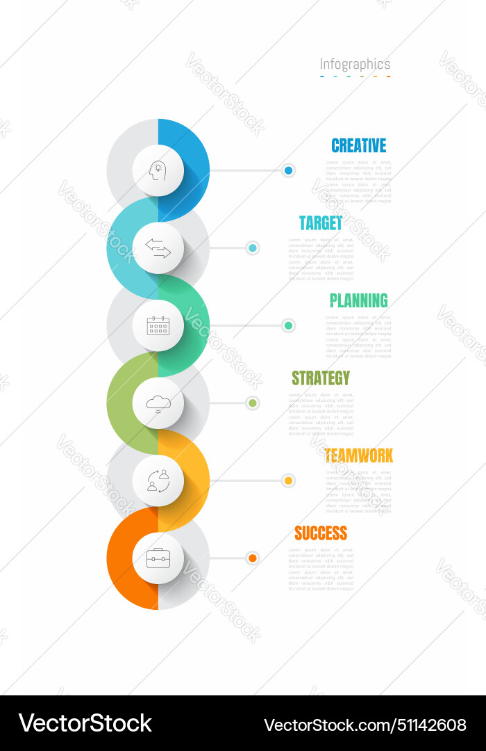 Infographic 6 options design elements Royalty Free Vector