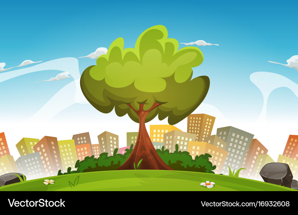 Spring city landscape Royalty Free Vector Image