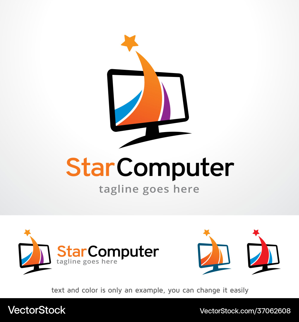 Star computer logo template Royalty Free Vector Image
