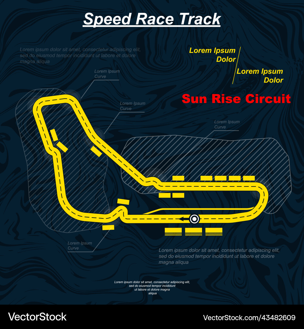 Bright yellow colour race track Royalty Free Vector Image