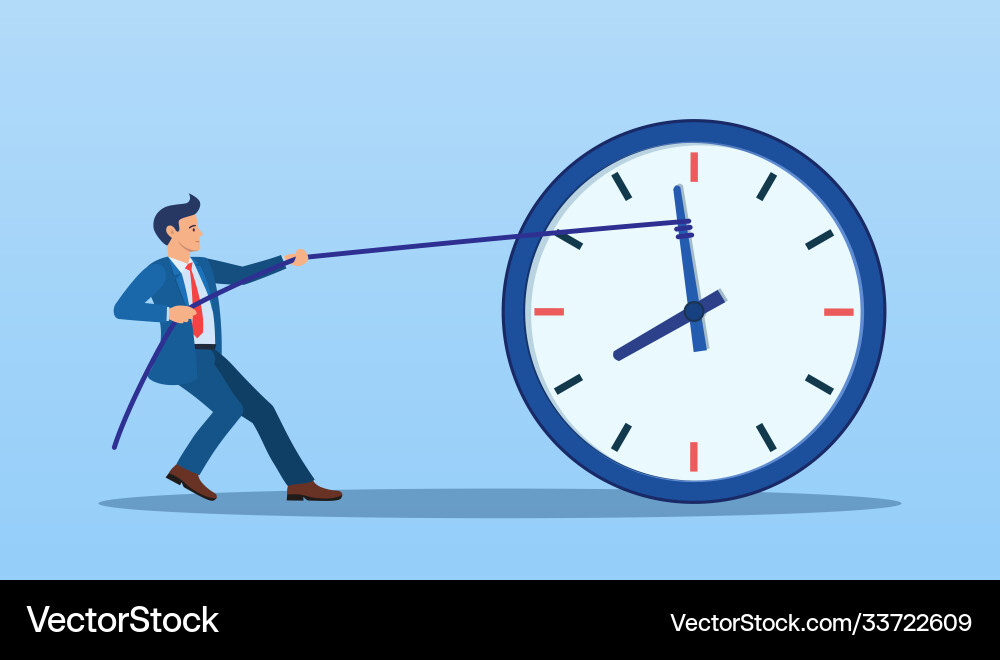 Businessman trying to slow down and stop time Vector Image