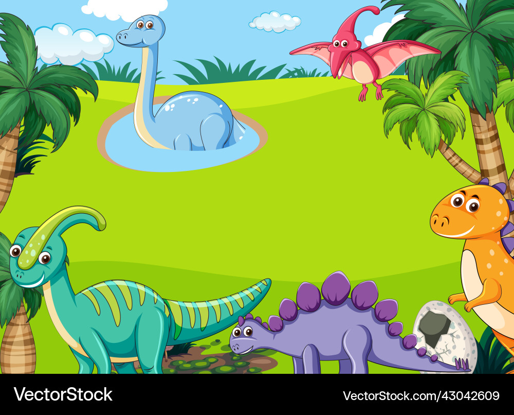 Cartoon background template with dinosaurs – Royalty-Free Vector ...