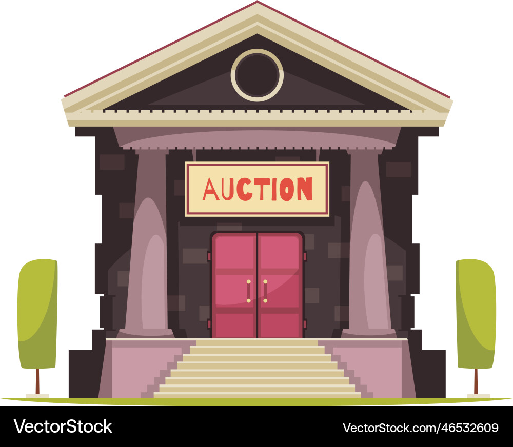 Flat auction house Royalty Free Vector Image - VectorStock