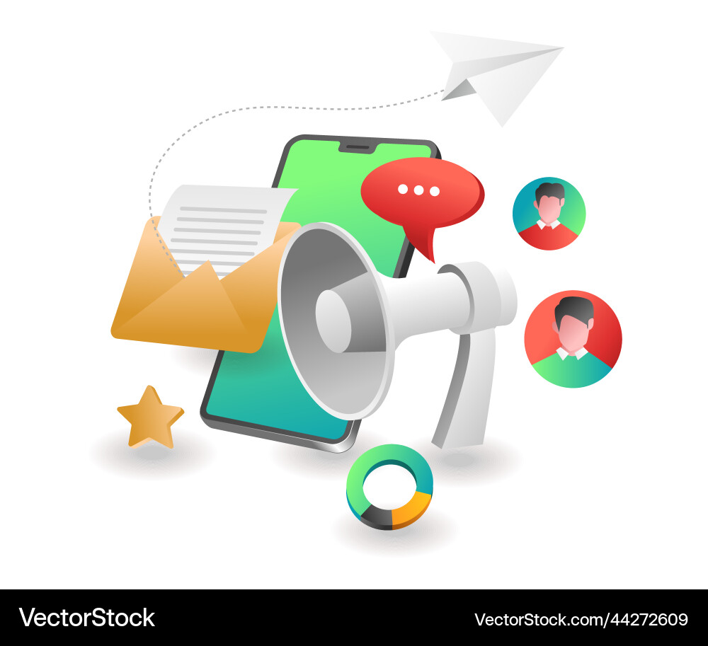Flat isometric concept social media marketing Vector Image