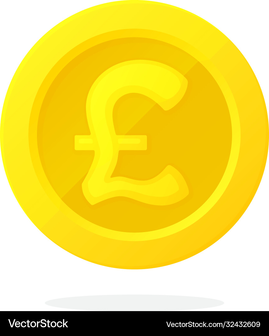 Gold coin british pound in flat style Royalty Free Vector